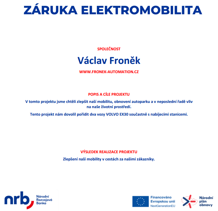 Průmyslová automatizace, PLC a FVE | Froněk Automation